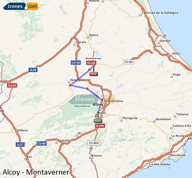 Cheap Alcoy to Montaverner trains, tickets from 2,30 € - Trenes.com