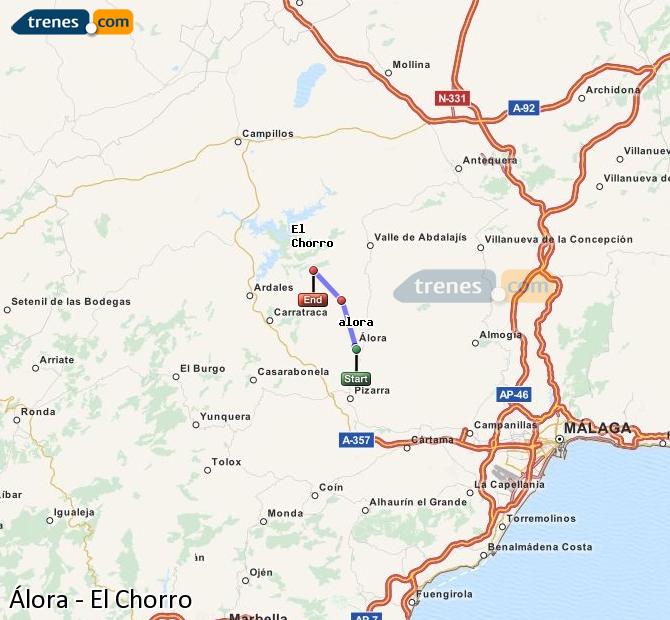 Cheap Álora to El Chorro trains, tickets from 1,70 € - Trenes.com