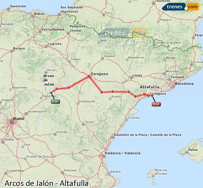 Günstige Arcos de Jalón Altafulla Züge, Zugtickets ab 19,40 € - Trenes.com