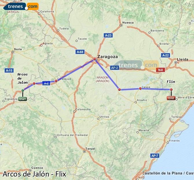 Cheap Arcos de Jalón to Flix trains, tickets from 16,55 € - Trenes.com