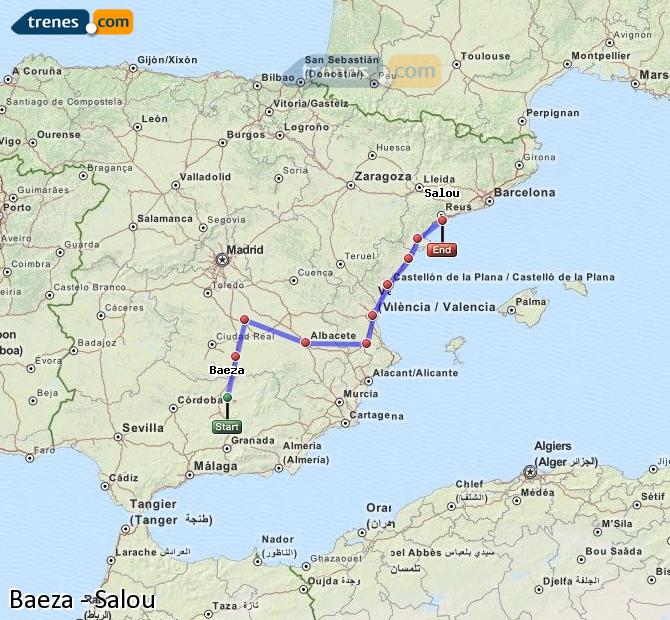 Cheap Baeza to Salou trains, tickets from 33,25 € - Trenes.com