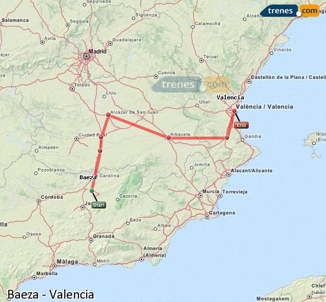 Cheap Baeza to Valencia trains, tickets from 16,40 € - Trenes.com