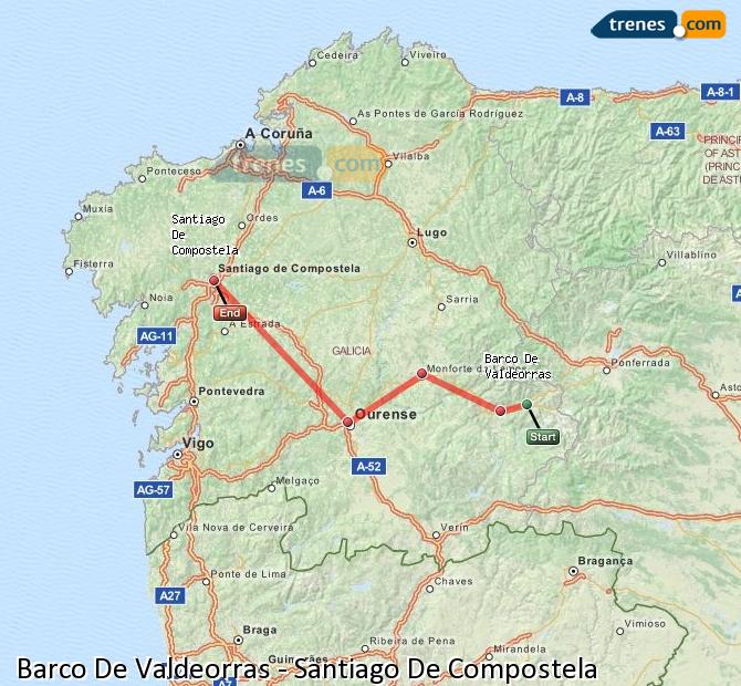 Trenes Barco De Valdeorras Santiago De Compostela baratos, billetes ...