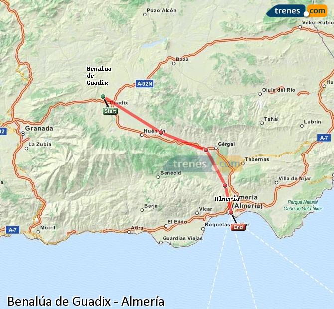 Cheap Benalúa de Guadix to Almeria trains, tickets from 6,90 € - Trenes.com