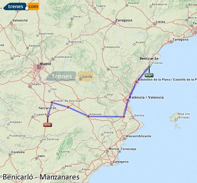 Günstige Benicarló Manzanares Züge, Zugtickets ab 38,05 € - Trenes.com