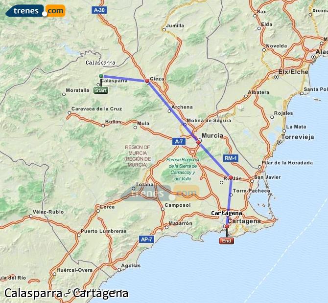 Cheap Calasparra to Cartagena trains, tickets from 21,35 € - Trenes.com