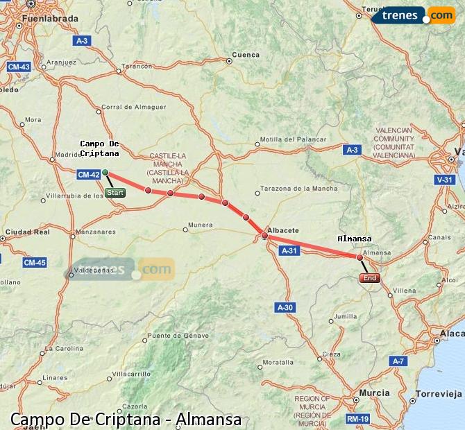 Cheap Campo De Criptana to Almansa trains, tickets from 19,40 ...