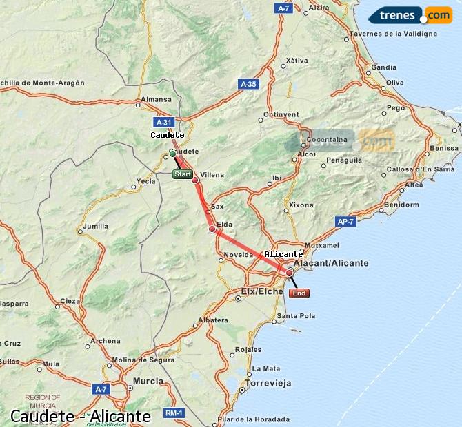 Cheap Caudete to Alicante trains, tickets from 7,60 € - Trenes.com