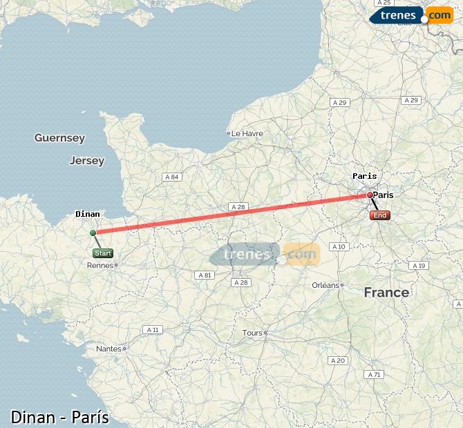 Trains Dinan Paris économiques, billets à partir de 37,40 € - Trenes.com