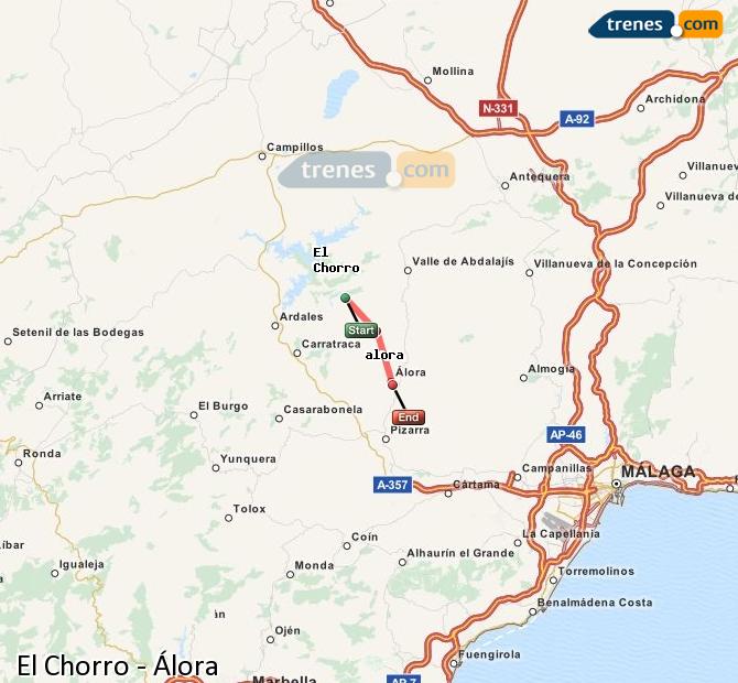 Cheap El Chorro to Álora trains, tickets from 2,80 € - Trenes.com