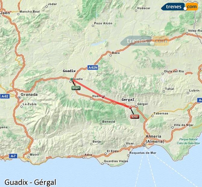 Cheap Guadix to Gérgal trains, tickets from 6,25 € - Trenes.com