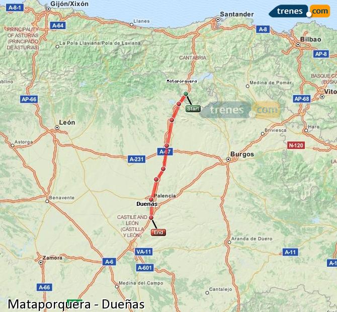 Cheap Mataporquera to Dueñas trains, tickets from 6,80 € - Trenes.com