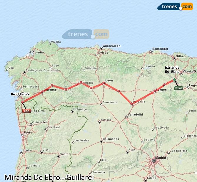 Cheap Miranda De Ebro to Guillarei trains, tickets from 42,50 ...
