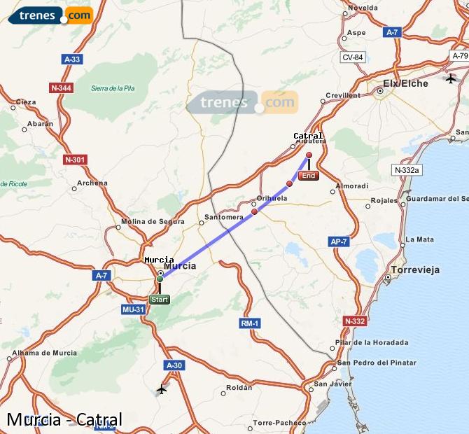 Cheap Murcia to Catral trains, tickets from 5,25 € - Trenes.com