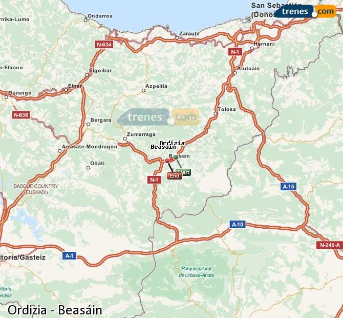 Trenes Ordizia Beasáin baratos, billetes desde 1,30 € - Trenes.com