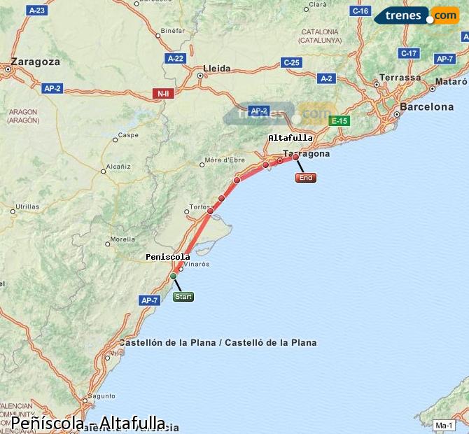 Trains Peñíscola Altafulla économiques, billets à partir de 11,75 ...