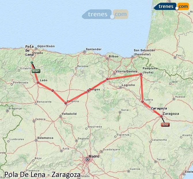 Cheap Pola De Lena to Zaragoza trains, tickets from 47,40 € - Trenes.com
