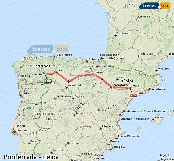 Cheap Ponferrada to Lleida trains, tickets from 21,40 € - Trenes.com