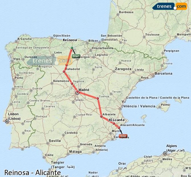 Cheap Reinosa to Alicante trains, tickets from 75,85 € - Trenes.com