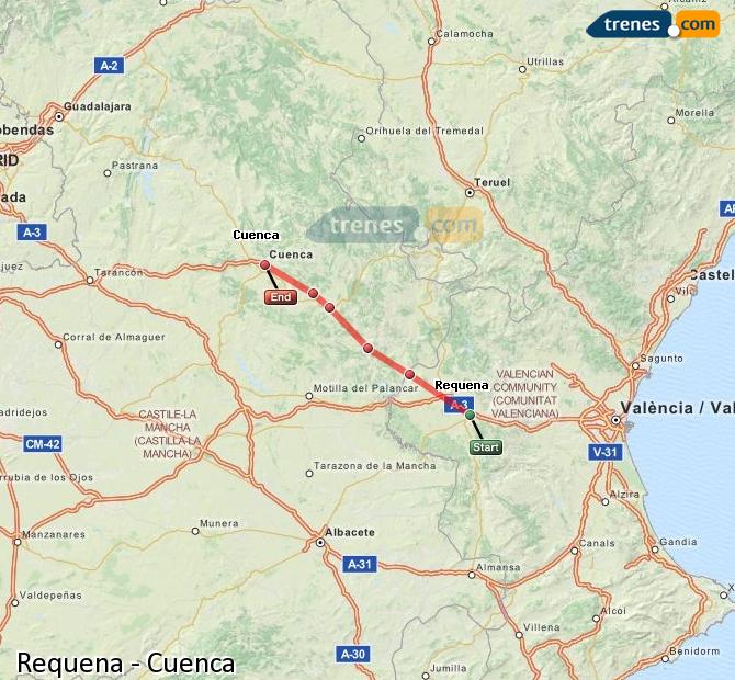 Trenes Requena Cuenca baratos, billetes desde 11,00 € - Trenes.com