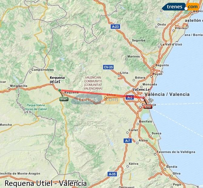 Cheap Requena Utiel to Valencia trains, tickets from 13,35 € - Trenes.com