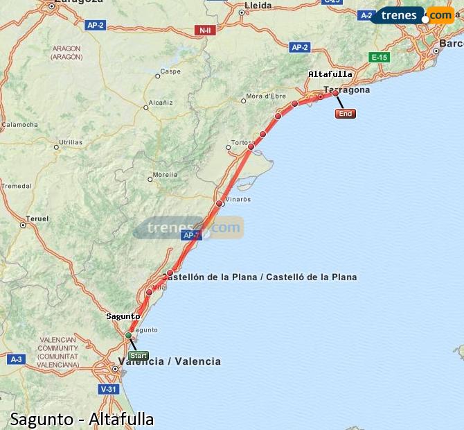 Cheap Sagunto to Altafulla trains, tickets from 12,70 € - Trenes.com