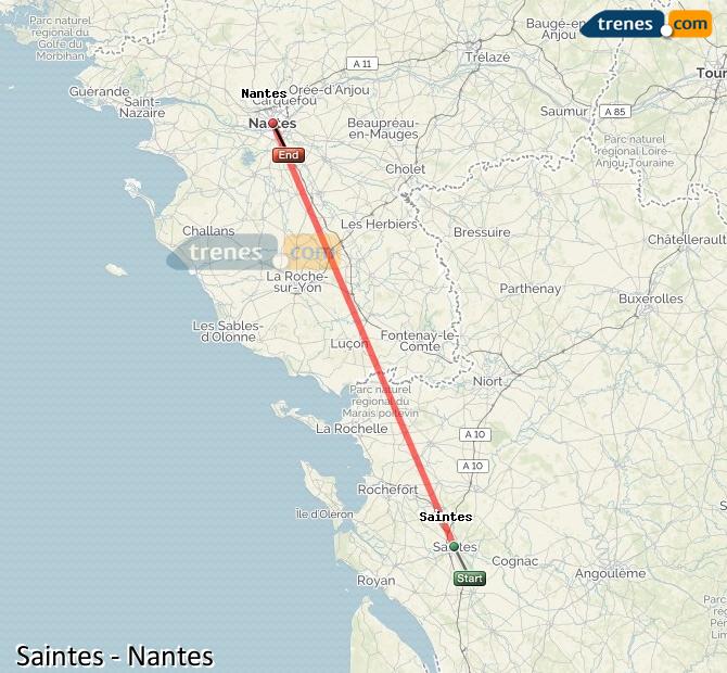 Trains Saintes Nantes économiques, billets à partir de 31,00 € - Trenes.com