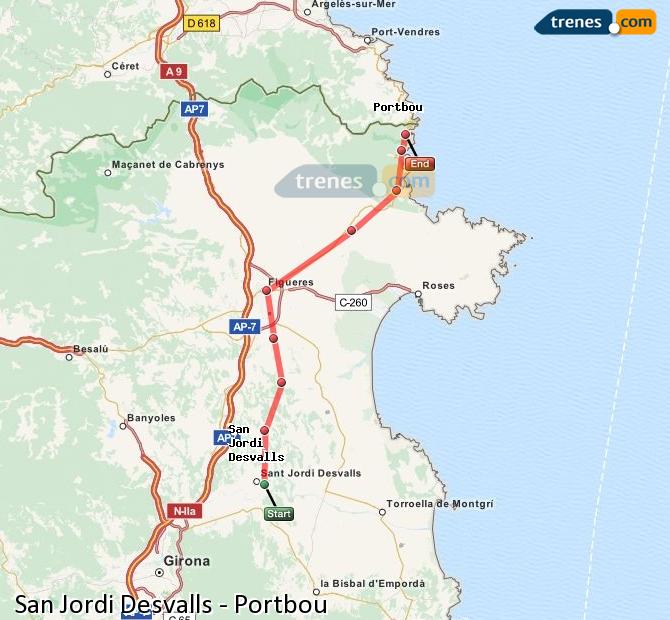 Cheap San Jordi Desvalls to Portbou trains, tickets from 2,45 ...