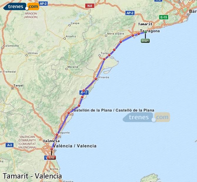 Trenes Tamarit Valencia baratos, billetes desde 24,65 € - Trenes.com