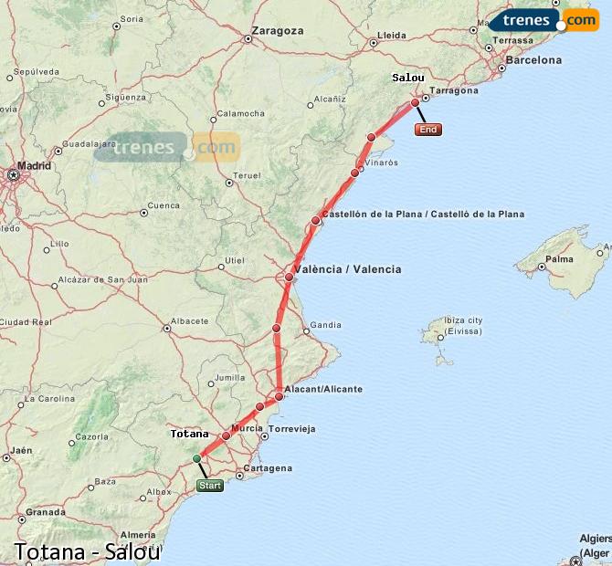 Cheap Totana to Salou trains, tickets from 32,00 € - Trenes.com