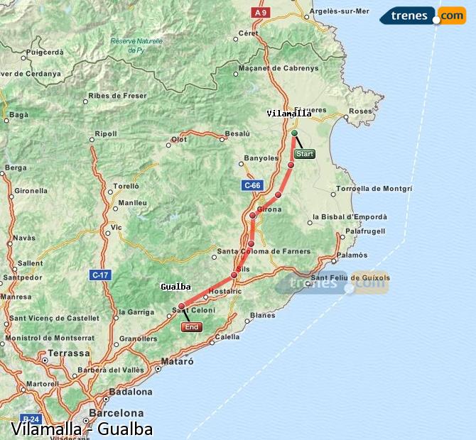 Trenes Vilamalla Gualba baratos, billetes desde 4,20 € - Trenes.com
