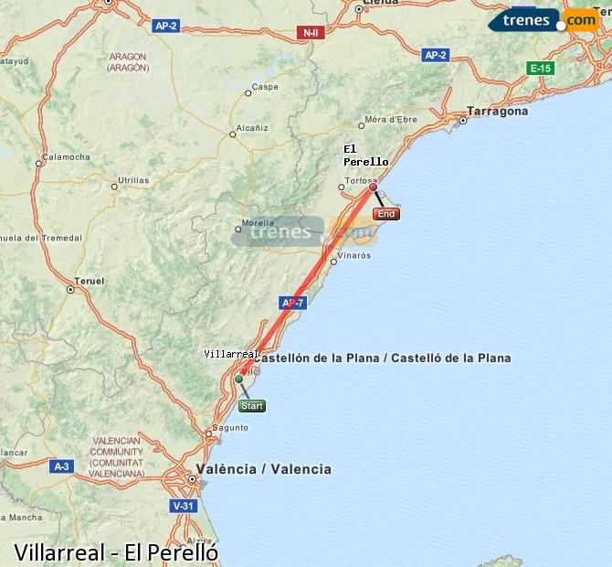 Cheap Villarreal to El Perello trains, tickets from 7,45 € - Trenes.com