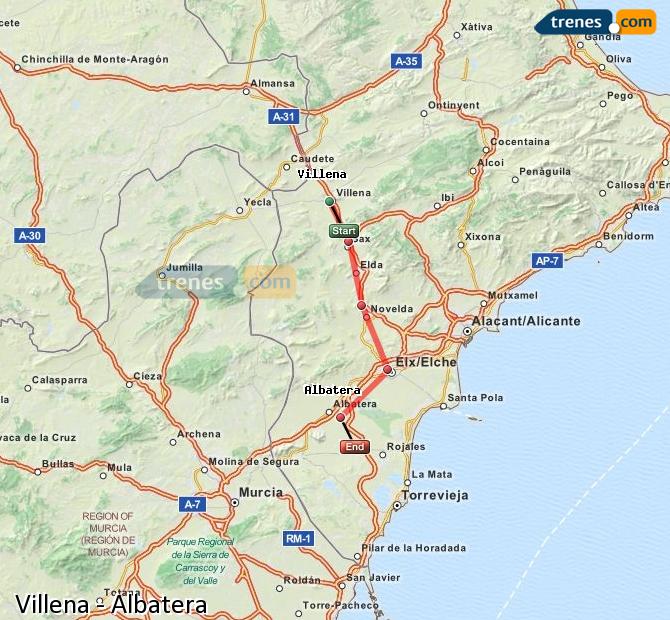 Cheap Villena to Albatera trains, tickets from 11,50 € - Trenes.com